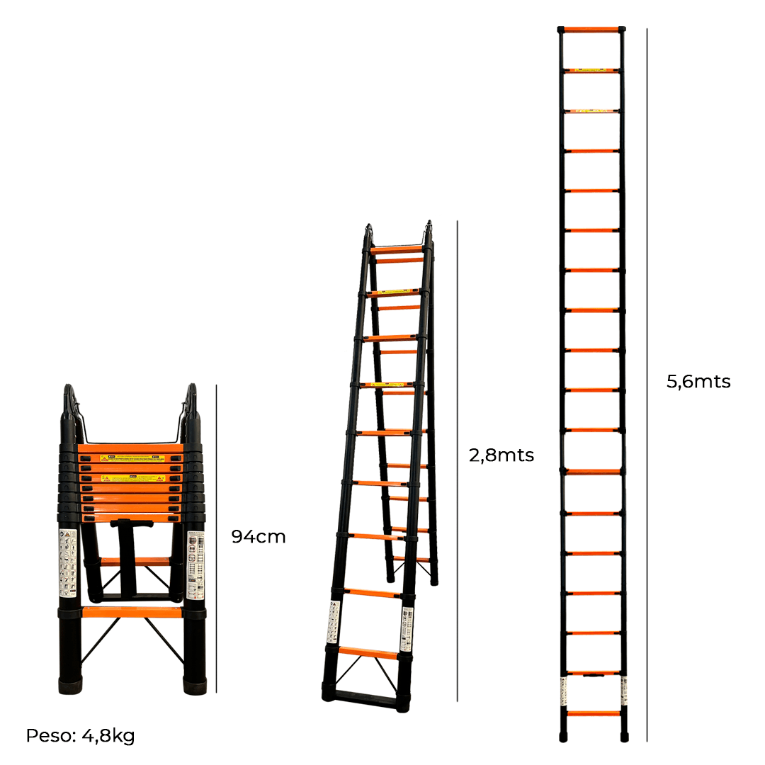 Escada Telescopica 18 Degraus Retratil Btech